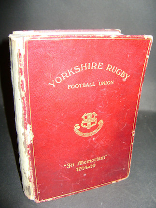 Bonhams : 1920 Yorkshire Rugby Football Union hand signed book