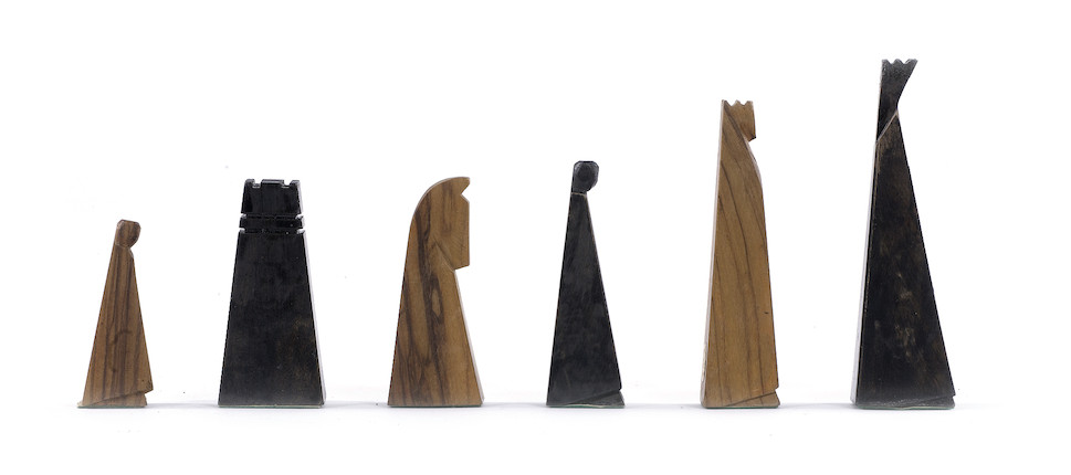 Bonhams : A biblical olive wood chess set Israeli, 20th century