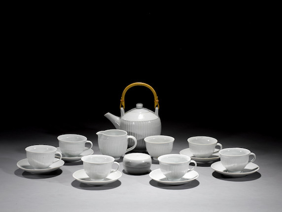 Bonhams : A 'fluted' porcelain tea set by David Leach (1911-2005)