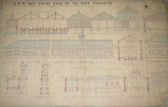 Bonhams : Two architects coloured drawings of the GNR New Engine Shed ...