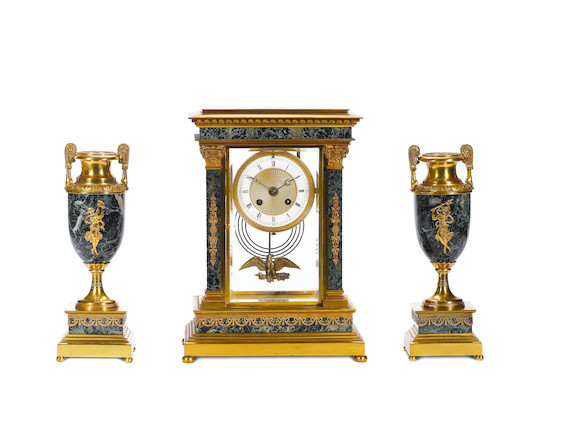 Bonhams An Early 20th Century French Four Glass Clock Garniture