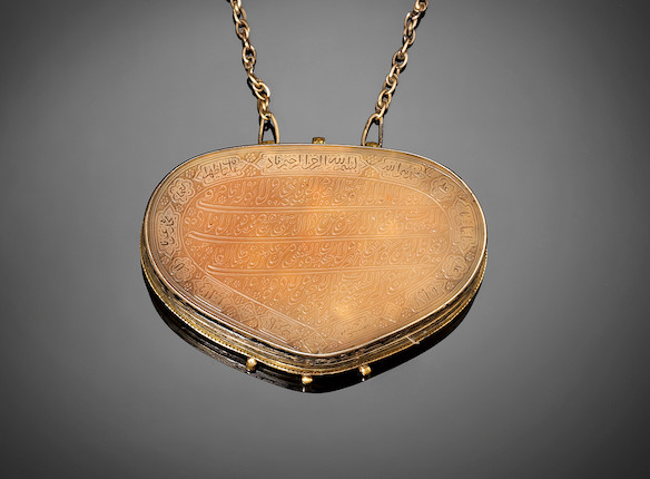 Bonhams : A Qajar enamelled gold Powder Box and Amulet case Persia ...