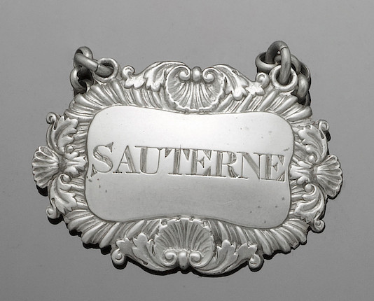 Bonhams : Four early 19th century silver shaped-rectangular wine labels ...