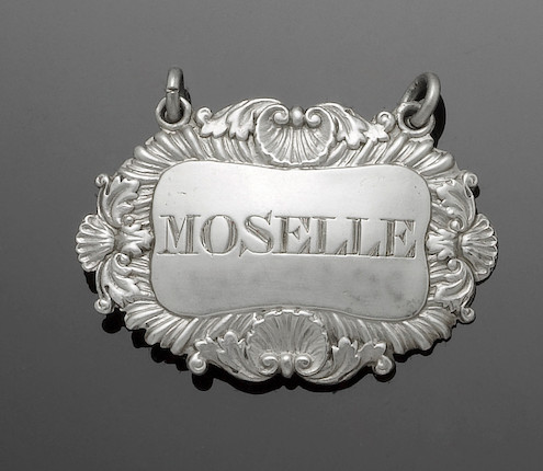 Bonhams : Four early 19th century silver shaped-rectangular wine labels ...