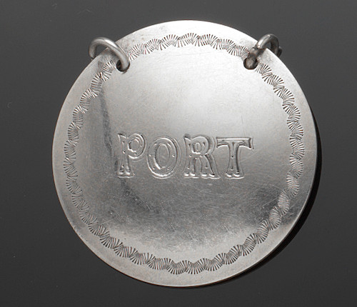 Bonhams : A 19th century silver PORT wine label, unmarked,