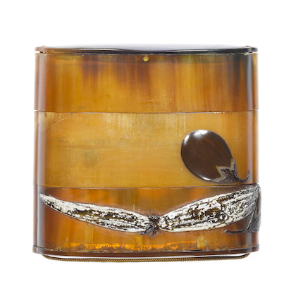 Bonhams : A buffalo horn two-case inro 19th century