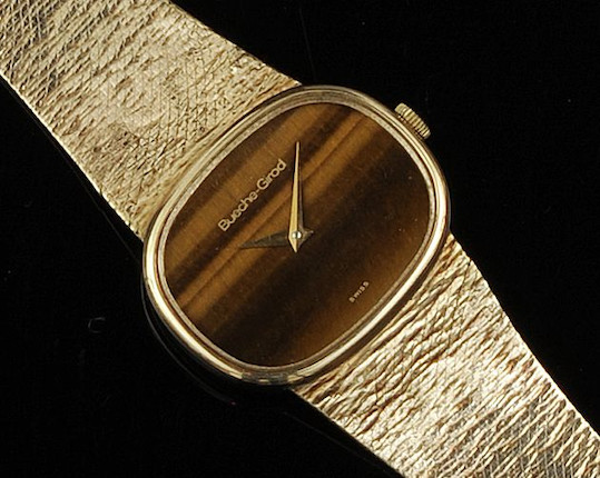 Bonhams : Bueche Girod A 9ct gold manual wind bracelet watch