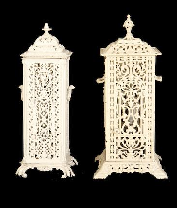 Bonhams : Two Victorian painted cast iron lamp stands