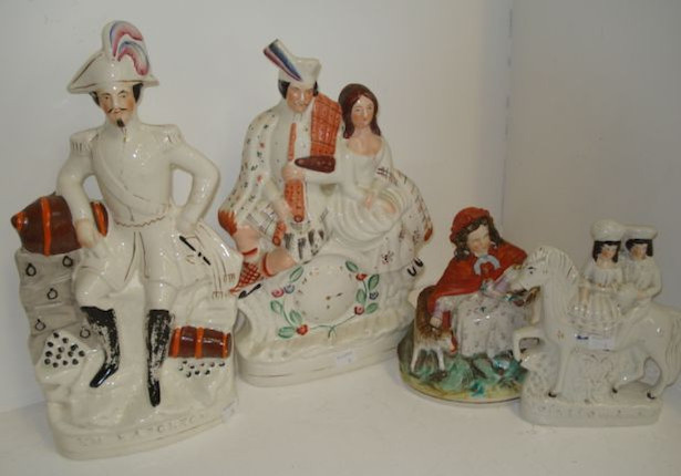 Bonhams : A Staffordshire flatback figure, Napoleon, 40cm, another ...