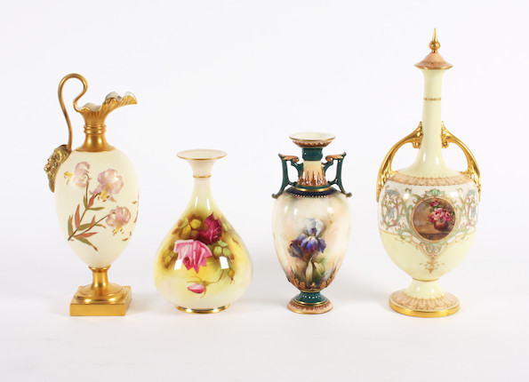 Bonhams Two Royal Worcester Vases And A Ewer And A Hadleys Worcester