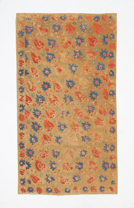 Bonhams : An Ottoman silk-embroidered linen Panel Turkey, 18th Century