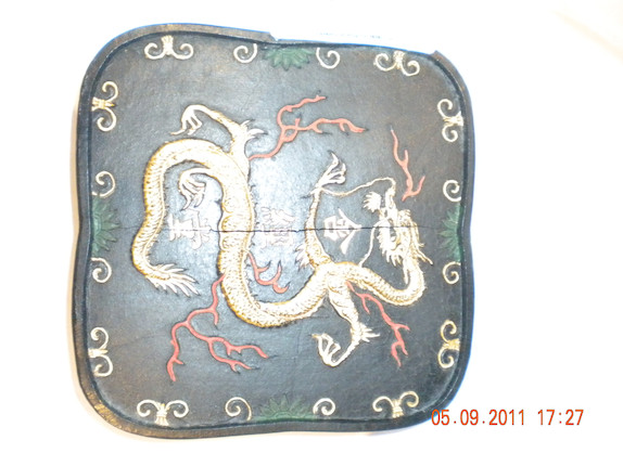 Bonhams : An ink-stone of rectangular form decorated with a three ...