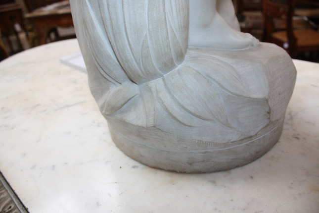 Bonhams : A 19th century carved carrera marble figure of a Venus Pudica ...