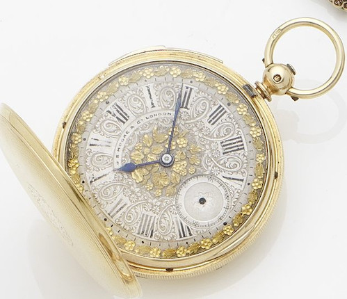 Bonhams : J.S.Moore & Co. An 18ct gold key wound full hunter repeating ...