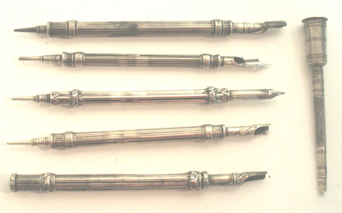 Bonhams : Two silver double ended combination pen and pencils, by ...