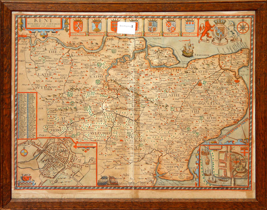 Bonhams : JOHN SPEED three county maps Kent (1627 or 31)Essex (1676 ...