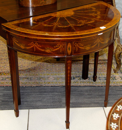 Bonhams : A late 18th Century inlaid mahogany half round card table