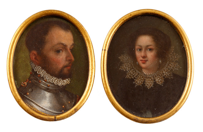 Bonhams : English School, 18th Century A pair of portrait miniatures of ...