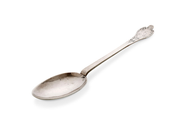 Bonhams : A Charles II silver lace-backed trefid spoon by Edward Hulse 1684