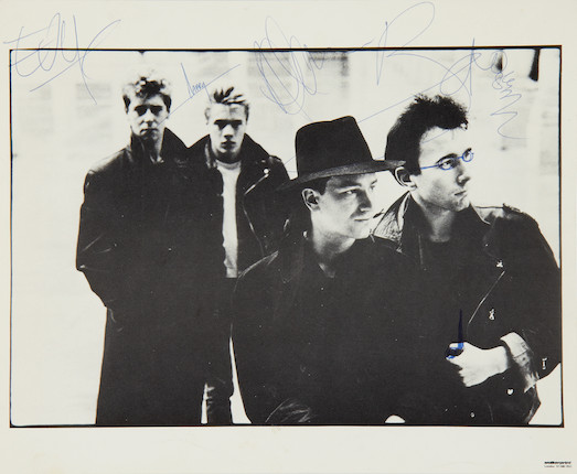 Bonhams : U2 An autographed photograph of U2 and memorabilia, 1980s,