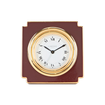 Bonhams : A 1970's Swiss Made travel alarm clock Cartier de Paris