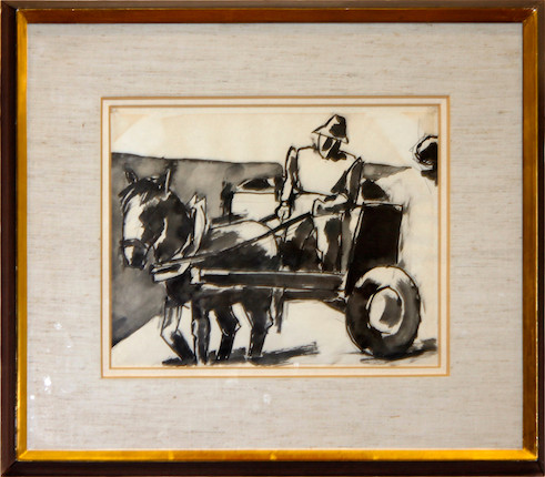 Bonhams : Josef Herman R.A. (British, 1911-2000) Man in horse-drawn cart