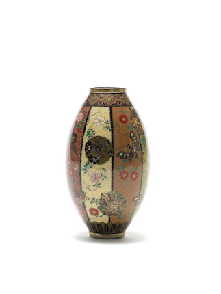 Bonhams : A cloisonné enamel small ovoid vase Attributed to Namikawa ...