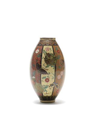 Bonhams : A cloisonné enamel small ovoid vase Attributed to Namikawa ...