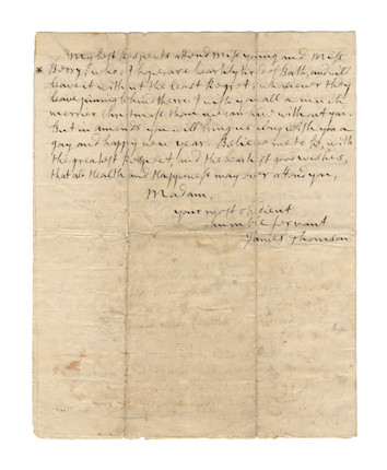 Bonhams : THOMSON, JAMES (1700-1748) AUTOGRAPH MANUSCRIPT OF HIS ...