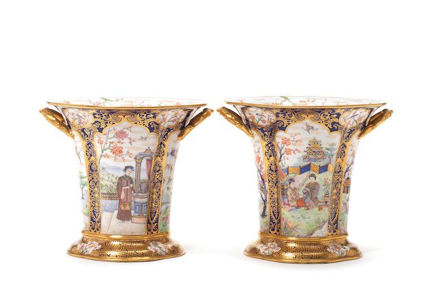 Bonhams : A pair of Copeland Spode vases, dated 1904