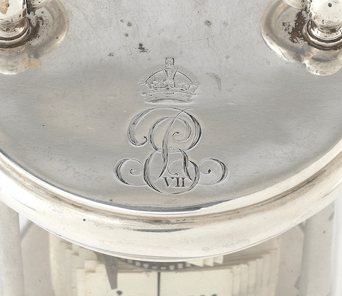 Bonhams : An Edwardian silver-mounted cylindrical cased 'flick clock ...