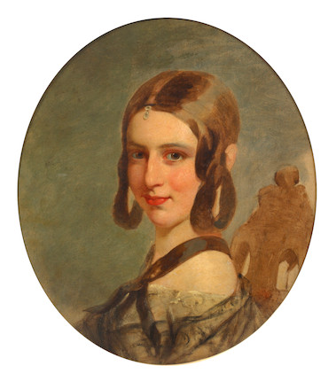 Bonhams : English School, circa 1830 Portrait of a young lady, bust ...
