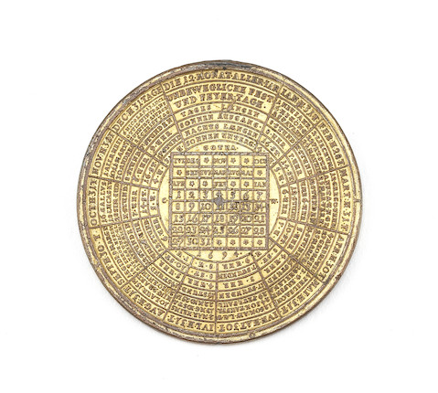 Bonhams : A gilt bronze calendar disc, German, dated 1694,