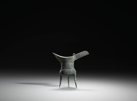 Bonhams : A rare archaic bronze ritual wine vessel, jue Early Shang ...