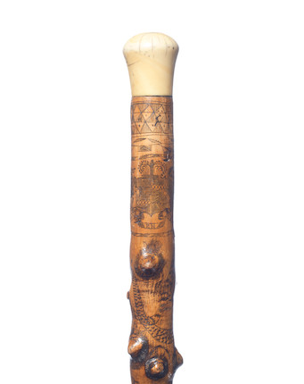 Bonhams : PUGILIST INTEREST A rustic hawthorne walking stick mid 19th ...