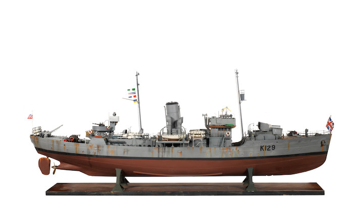 Bonhams : A good model of the Flower Class Corvette HMCS Agassiz K129 51x9x18ins.(130x23x46cm)