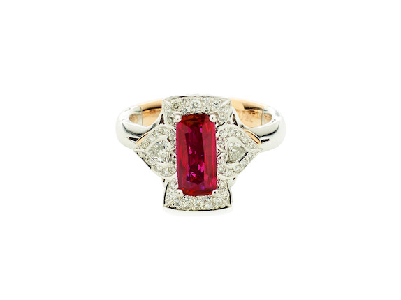 Bonhams : A ruby and diamond dress ring