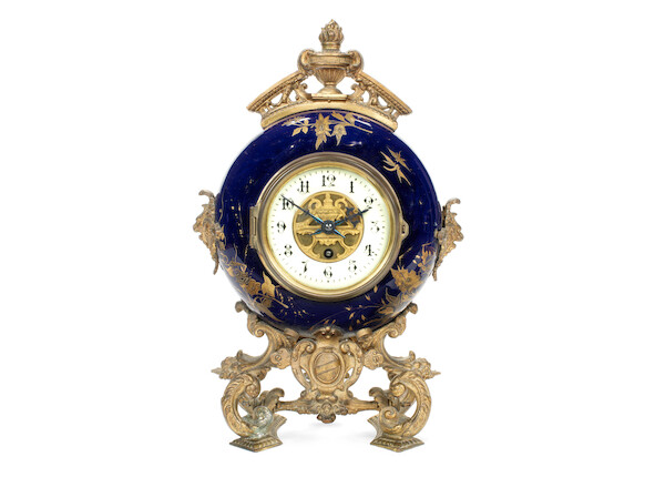 Bonhams : A late 19th century porcelain and gilt metal mounted mantel timepiece by E. Farcot
