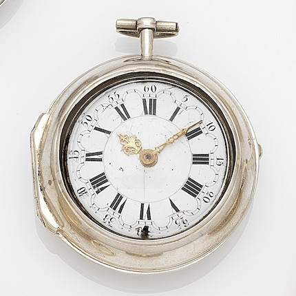 Bonhams : Dutch. A silver key wind pair case pocket watch Circa 1760