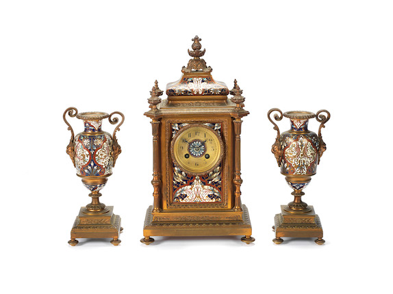 Bonhams A Late 19th Century Gilt Brass And Champleve Enamel Clock