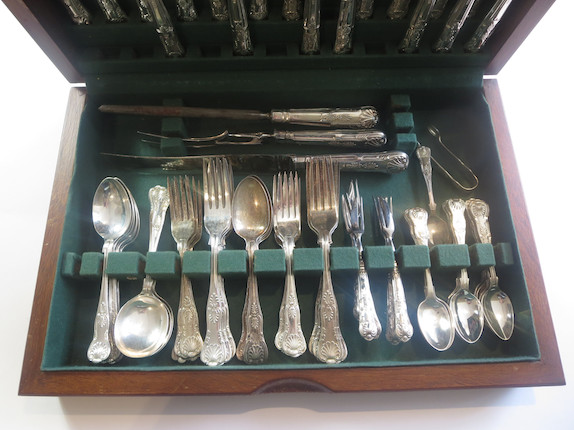 Bonhams : A cased canteen of matched silver flatware various makers and ...