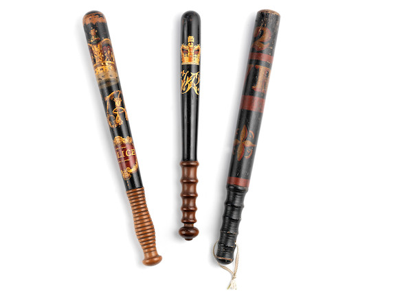 Bonhams : Three 19th century turned wood and polychrome decorated ...