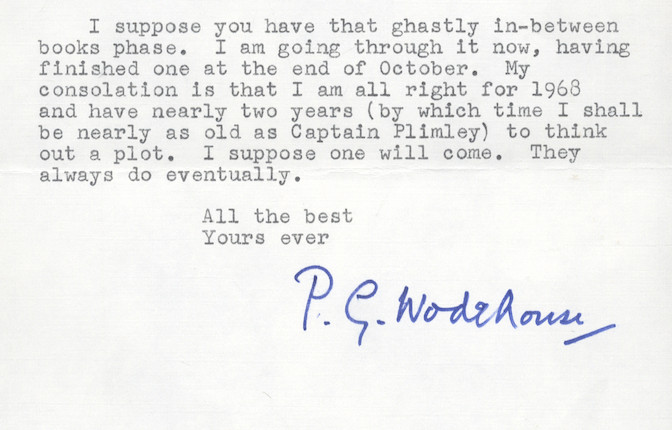 Bonhams : WODEHOUSE (P.G.) Two typed letters signed (P.G. Wodehouse ...