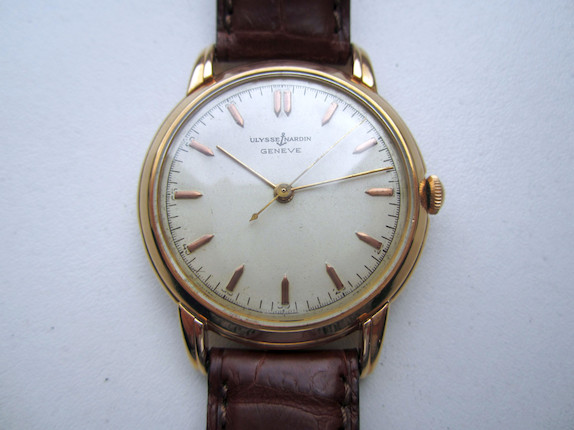 Bonhams : Ulysse Nardin. A rose gold manual wind wristwatch Ref1454, Movement No.553456, Circa 1960