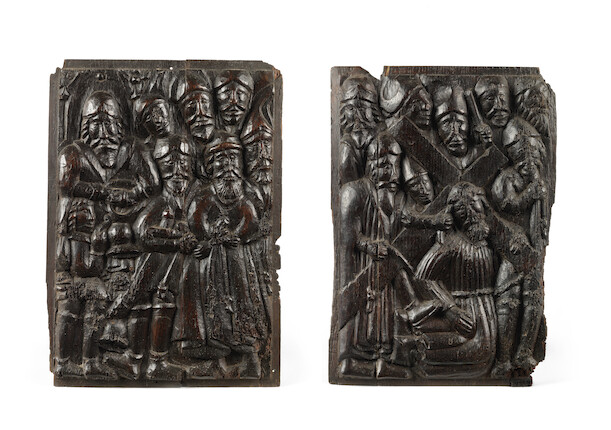 Bonhams : A rare pair of late 15th/early 16th century carved oak retable or reredos panels ...