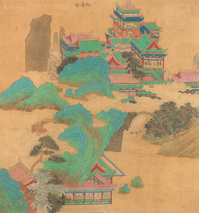 Bonhams : A set of four 'palace' paintings In the style of Qiu Ying ...