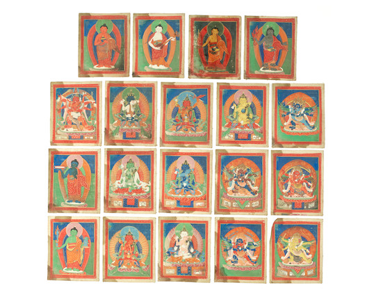 Bonhams : A part-set of Tantric Buddhist initiation cards, tsakali ...