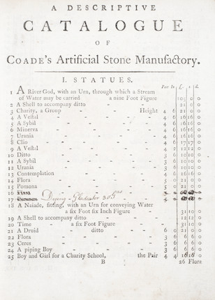 Bonhams : A rare late 18th/early 19th century Coade stone factory catalogue