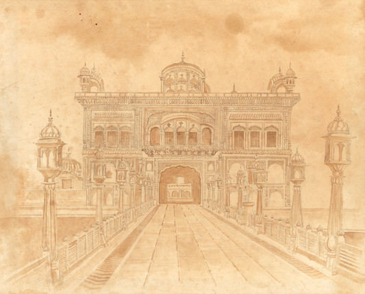 Bonhams : The gateway to the Golden Temple at Amritsar, viewed from the ...