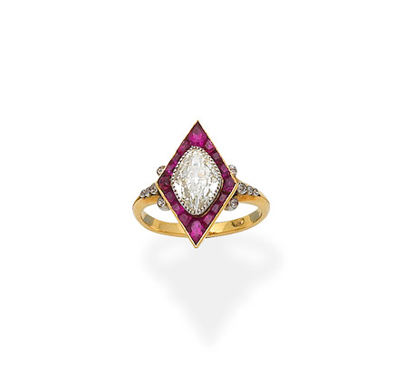 Bonhams : A ruby and diamond ring, possibly by Joseph Templier,